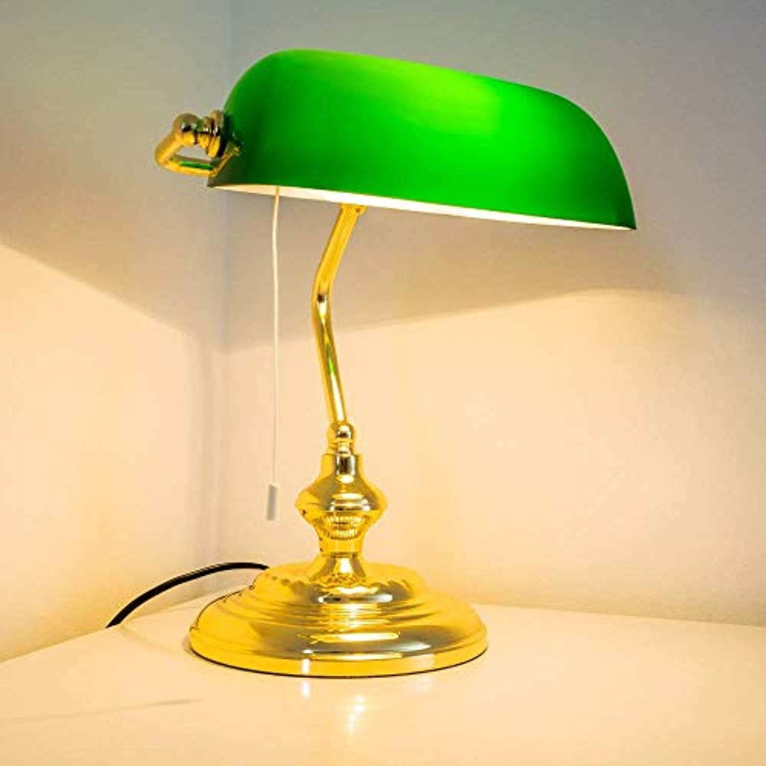 GLS Lighting Bankers Lamp Table lamp, Green Glass Shade Banker's Desk ...